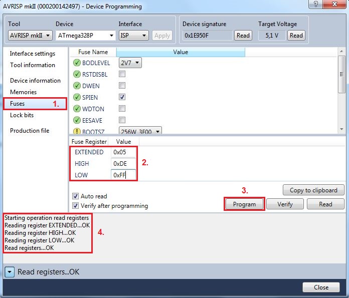 Flash Arduino Bootloader with AVR Studio & AVRISP mkII (Arduino)